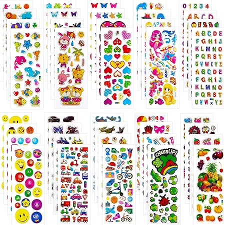Stickers for Kids, 3D Puffy Stickers, 64 Different Sheets, 3200 ...