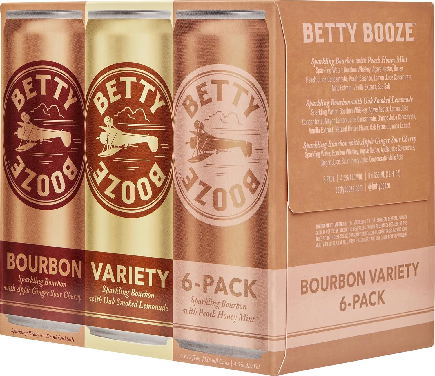 Amazon.com: Betty Booze, Cocktail Bourbon Variety, 6pk, 354.8 mL Cans ...