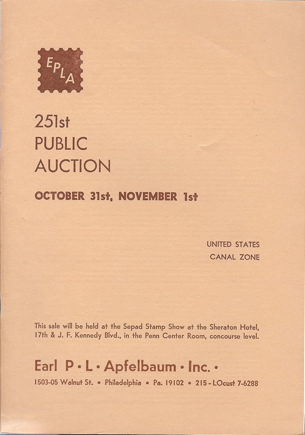 United States, Canal Zone, Sale 251 (Stamp Auction Catalog) (Earl P.L ...