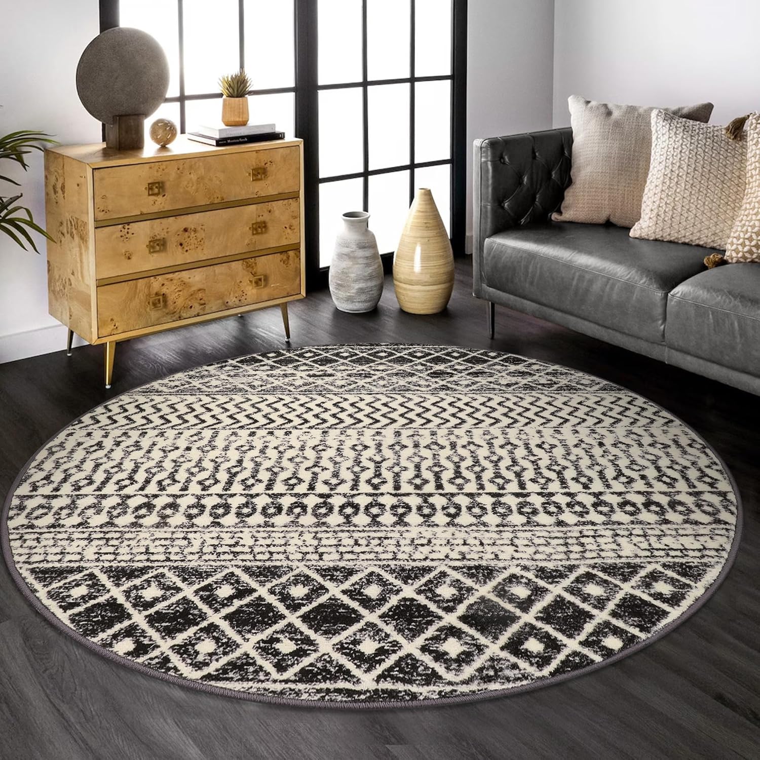 Amazon.com: Nailttos Boho Round Rug 5ft, Soft Non-Slip Distressed ...