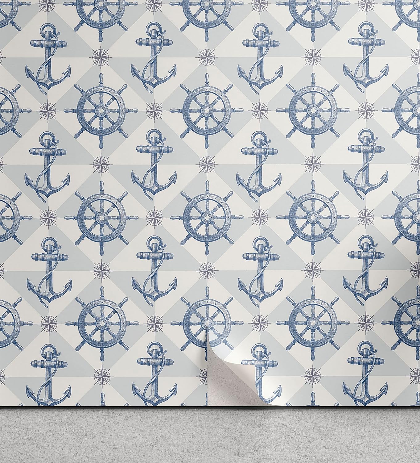 Lunarable Nautical Peel & Stick Wallpaper for Home, Hand Drawn Compass ...