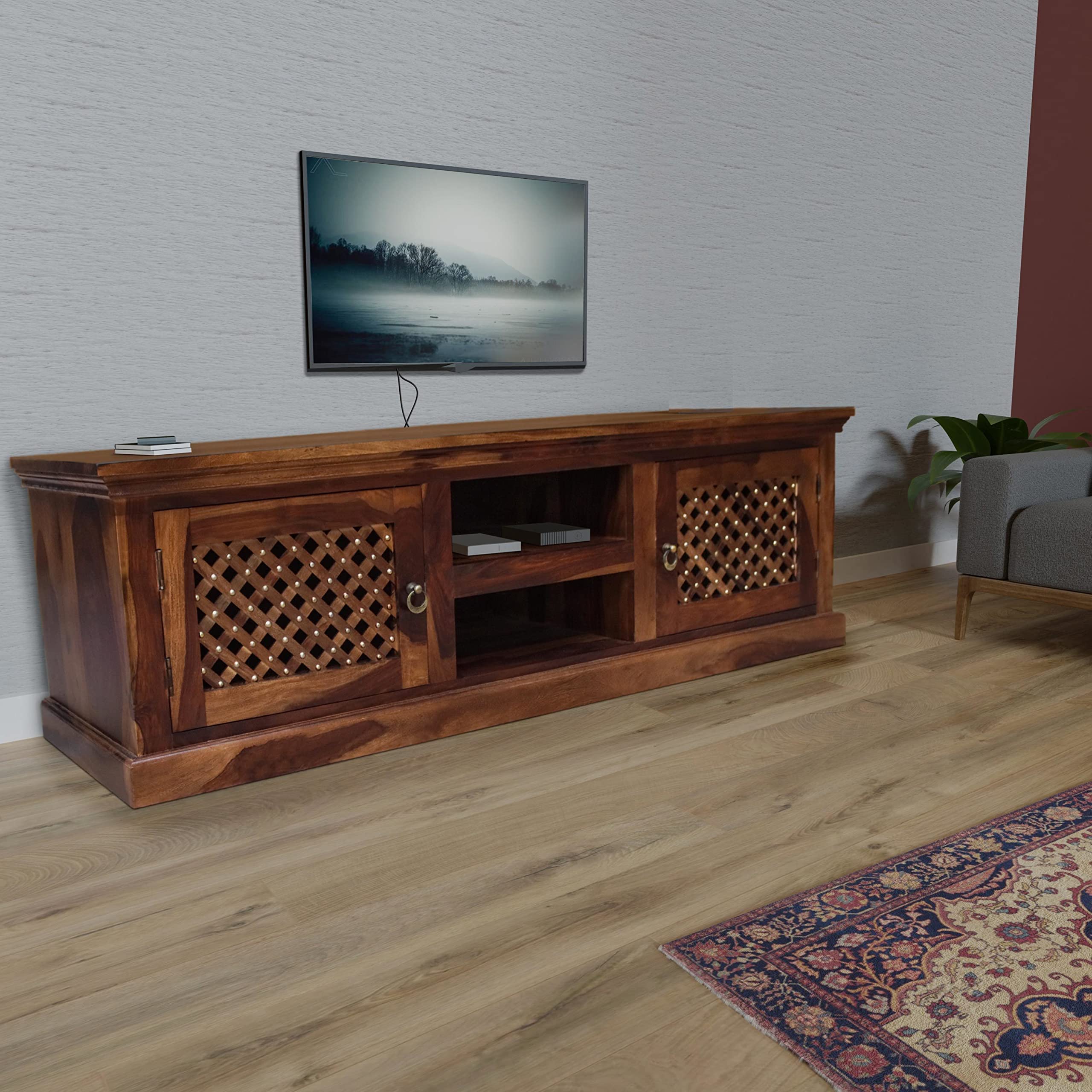 Buy Resin Woodmart Pure Sheesham Wooden Entertainment Tv Unit for ...