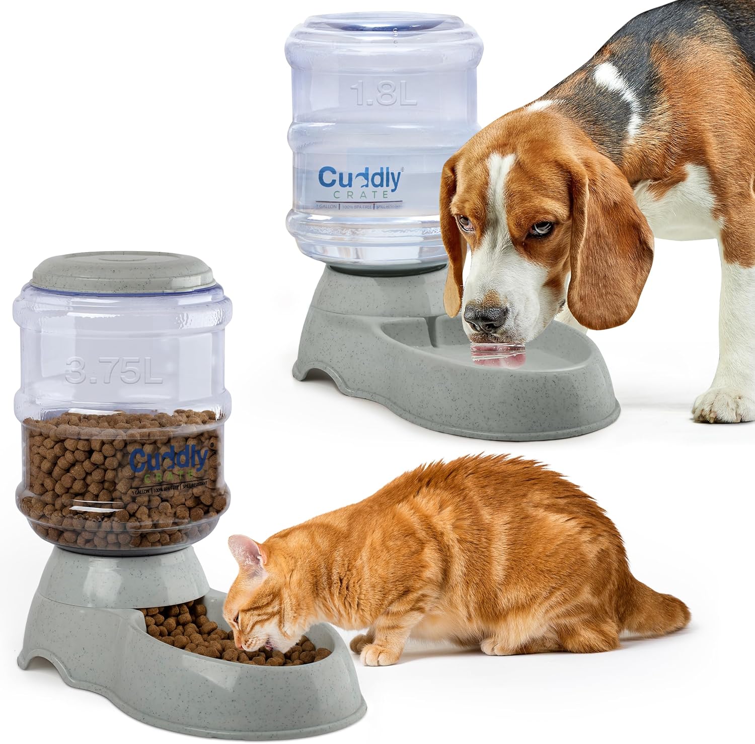 Amazon.com : 2 Pack Self Feeding Dog Food and Water Dispenser - 3.75L ...