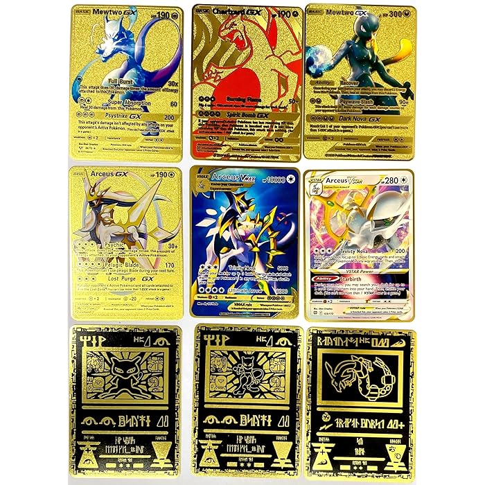 Buy 9PCS Metal Gold Plated Cards, Charizard GX, Ancient Metal Gold Card ...