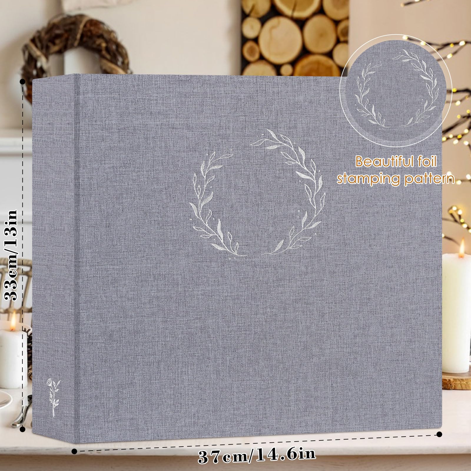 Snapklik.com : Lanpn Photo Album Scrapbook 12x12, Linen Cover Wreath ...