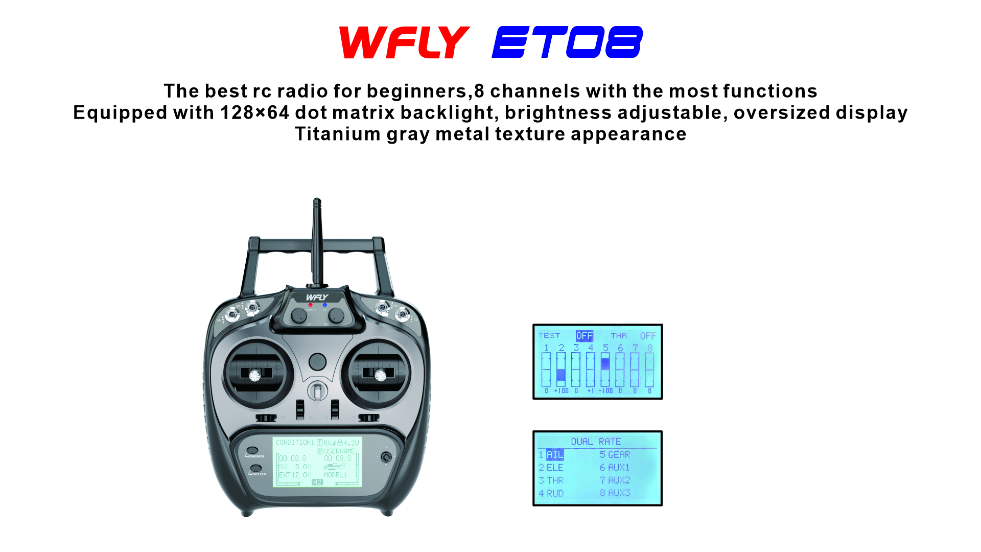 Watch WFLY ET08 rc radio for remote control with receiver RF206S on ...