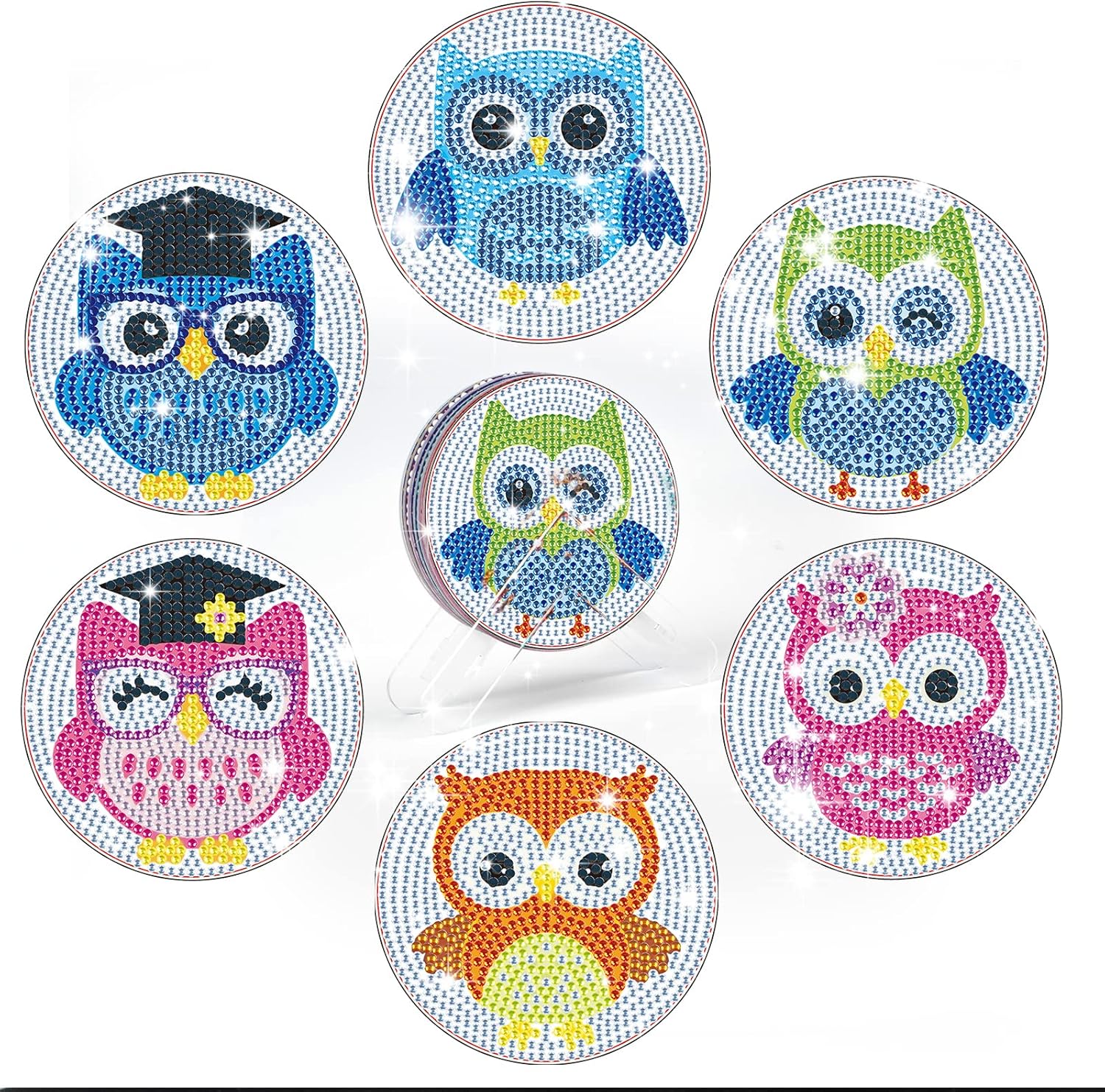 DCIDBEI Diamond Painting Complet,6 Pièces sous-Verres en Chouette ...