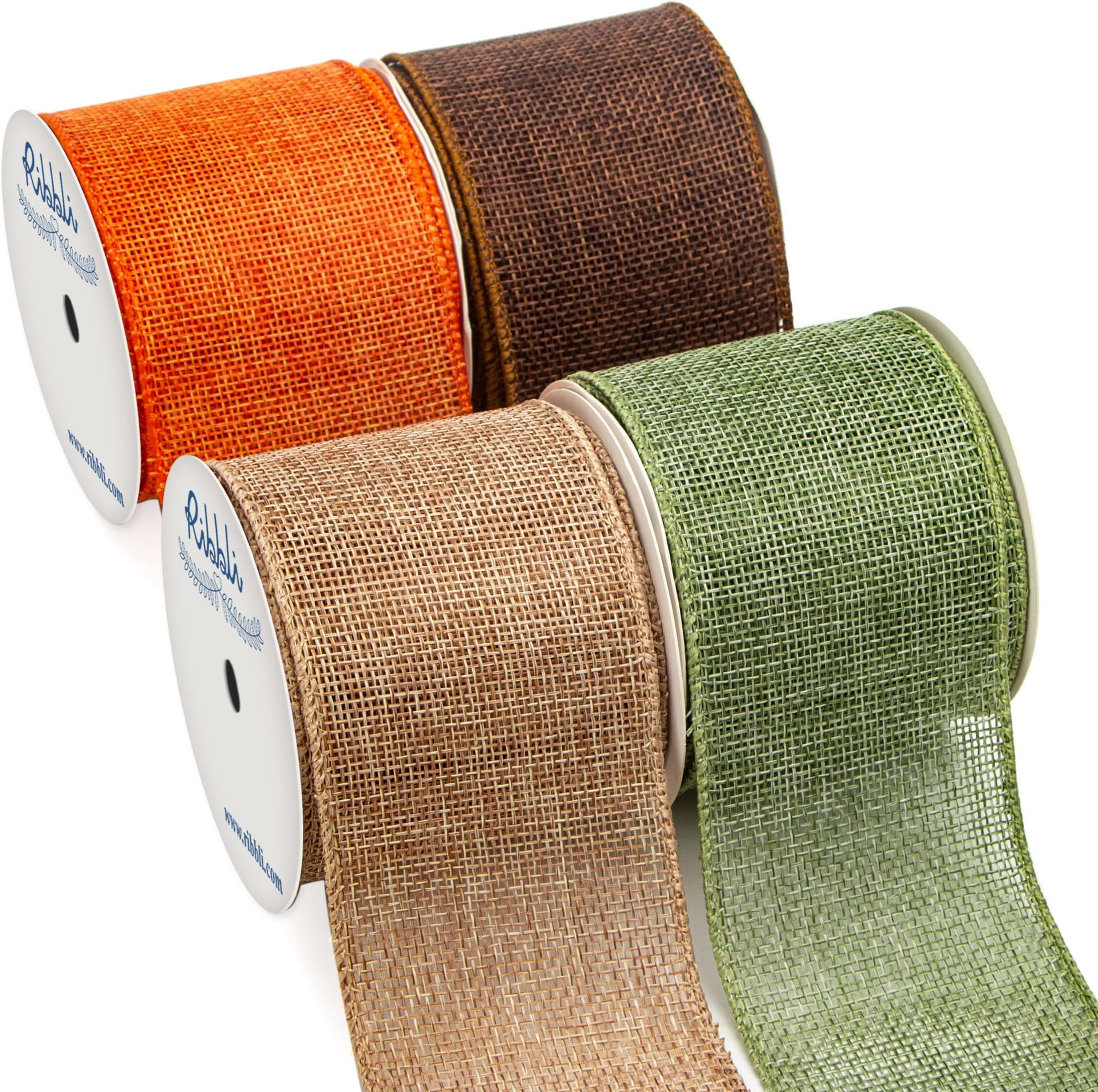 Amazon.com: Ribbli Fall Burlap Ribbon,Natural/Orange/Sage Green/Fall ...