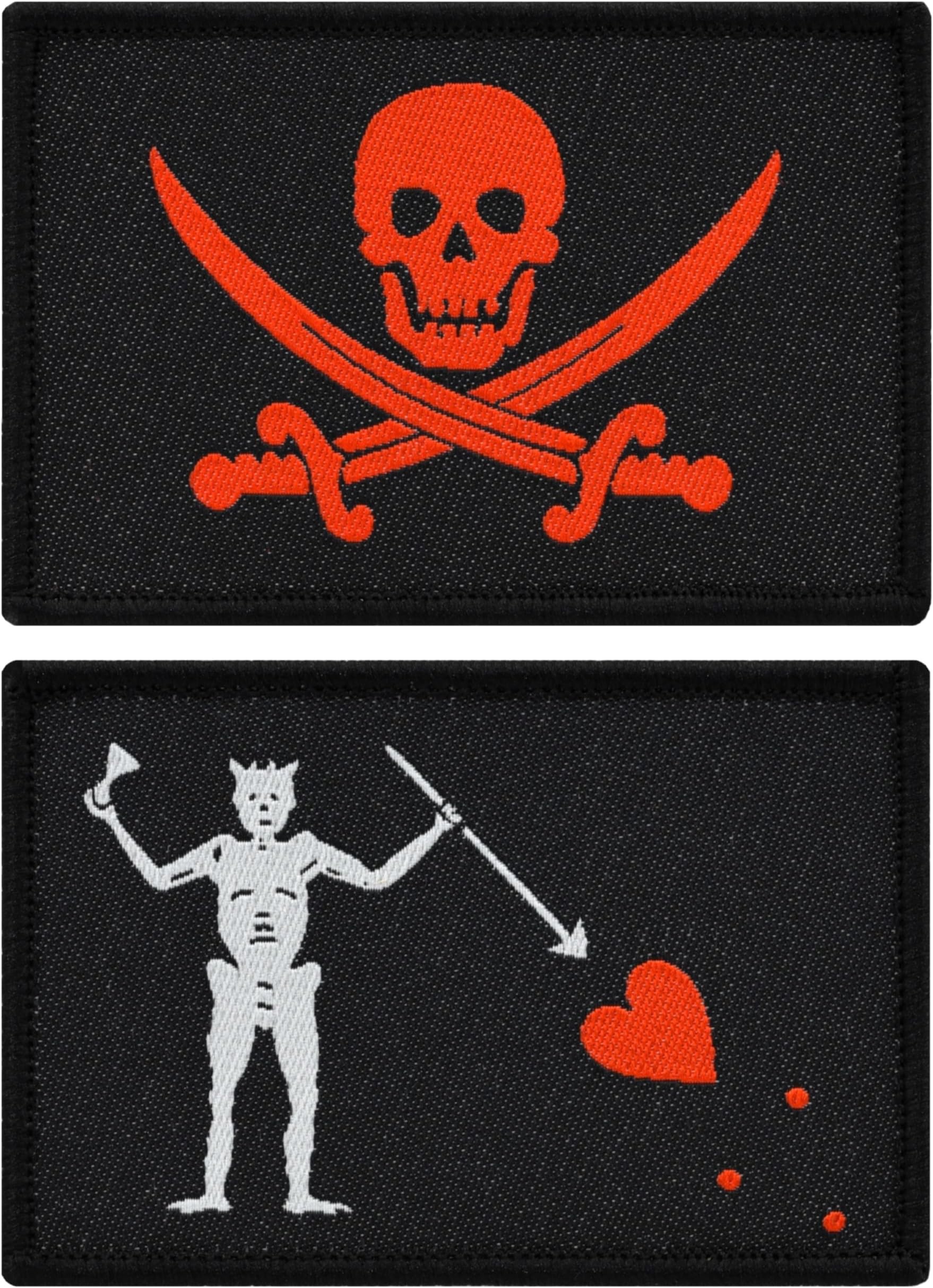 Amazon.com: 2 Pieces Jolly Roger Skull Blackbeard Pirate Flag Military Hook Loop Tactics Morale ...