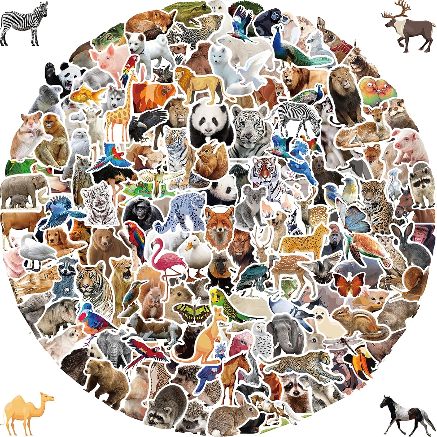 200pcs Realistic Animals Stickers, Cute Wildlife Jungle Animal Stickers ...