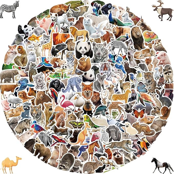 200pcs Realistic Animals Stickers, Cute Wildlife Jungle Animal Stickers ...
