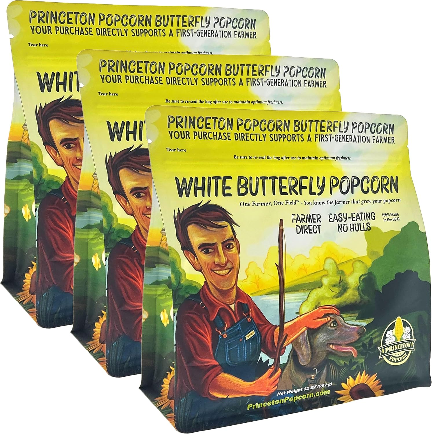 Amazon.com: Princeton Popcorn White Butterfly Hulless Popcorn Kernels ...