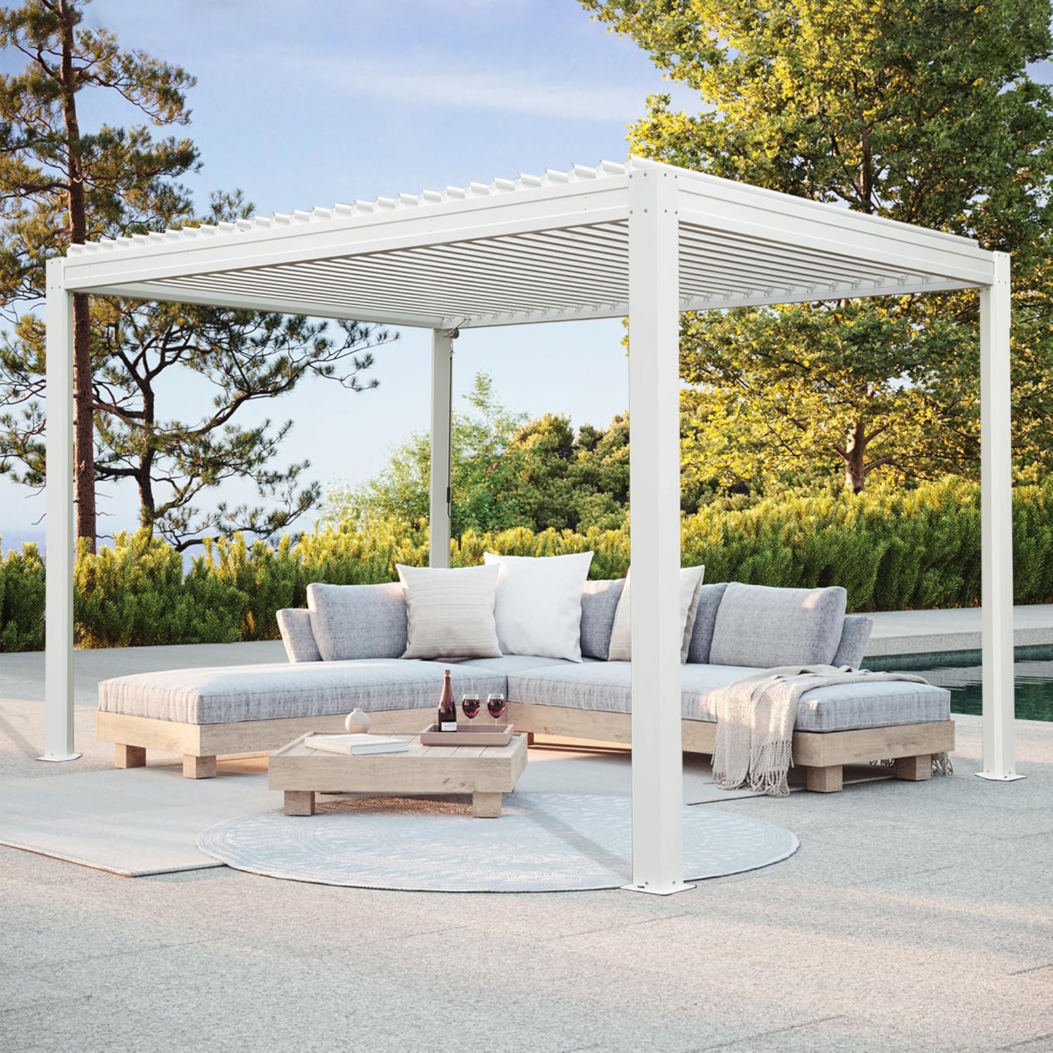Amazon.com: Domi Louvered Pergola 10' x 10' Outdoor Aluminum Pergola ...
