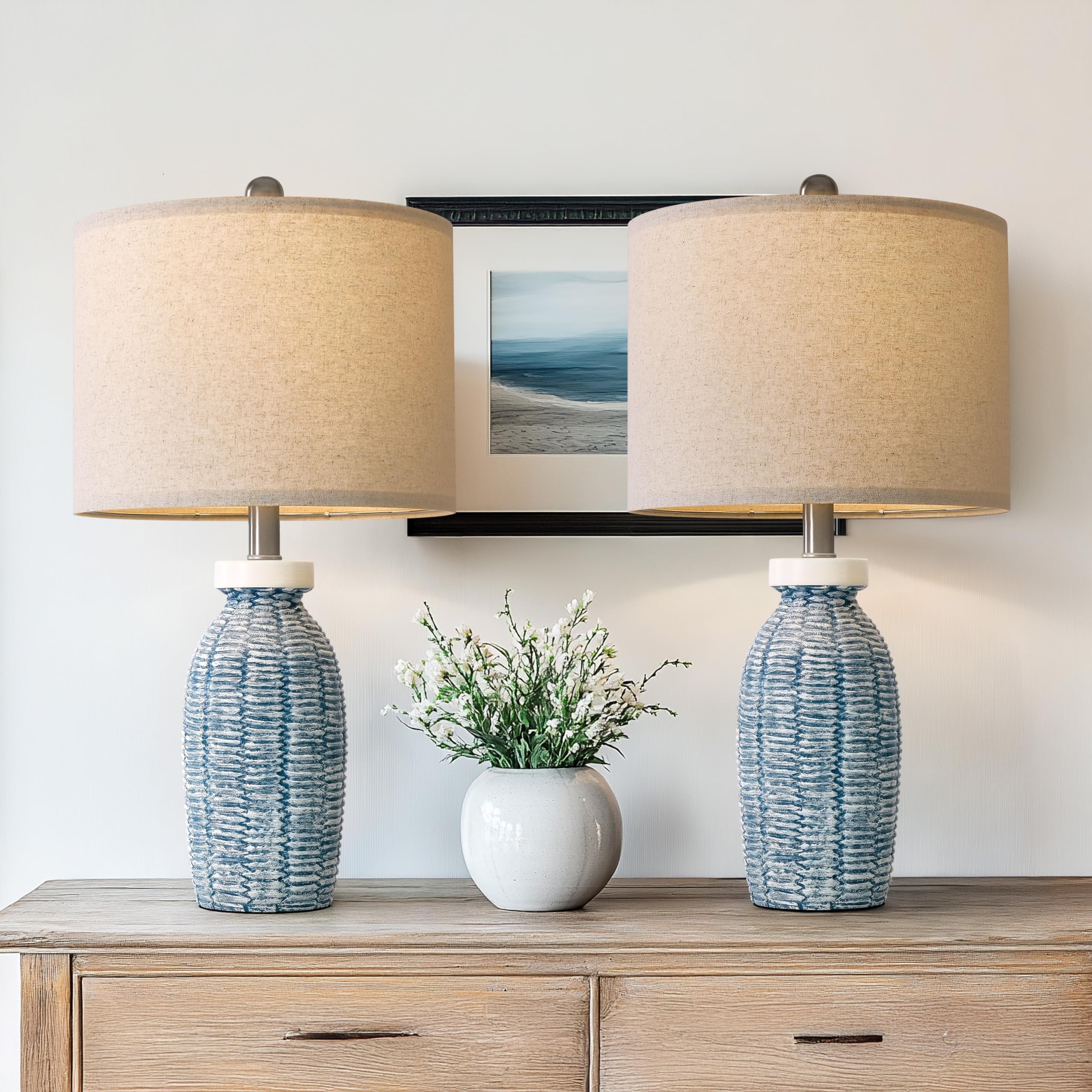 G-SAFAVA 22.75" Table Lamps for Bedroom Living Room Boho Lamp Set of 2 ...