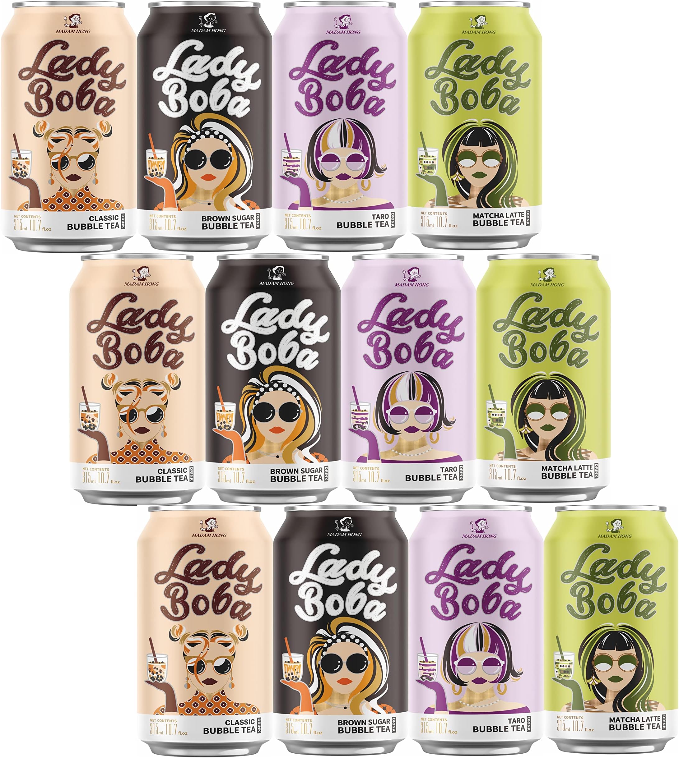 Amazon.com: (Pack of 12) Lady Boba 12 Cans. Milk Bubble Tea with Boba ...