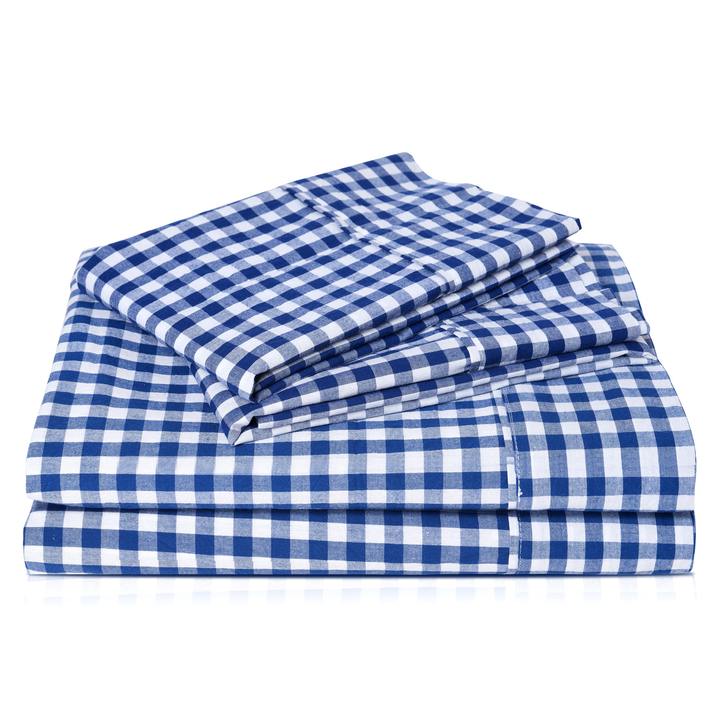 Amazon.com: 100% Cotton Twin Checkered Sheet Set 3 Piece Cotton Sheets ...