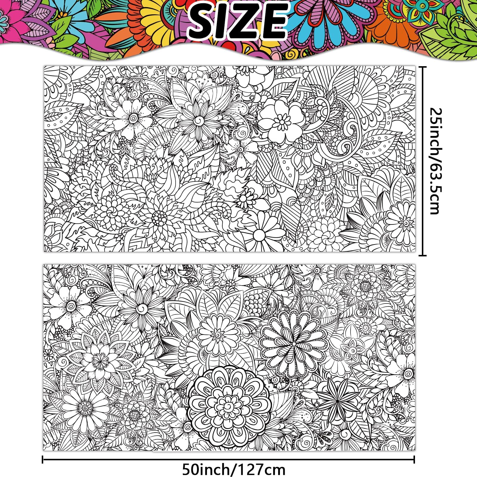 Snapklik.com : 2 Pack Jumbo Mandala Coloring Posters 50x30Inch Large ...
