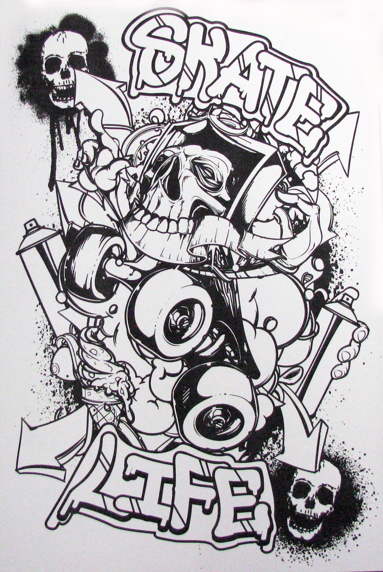 Smoke Graffiti Art Coloring Pages Large Abstract Canvas Wall Art