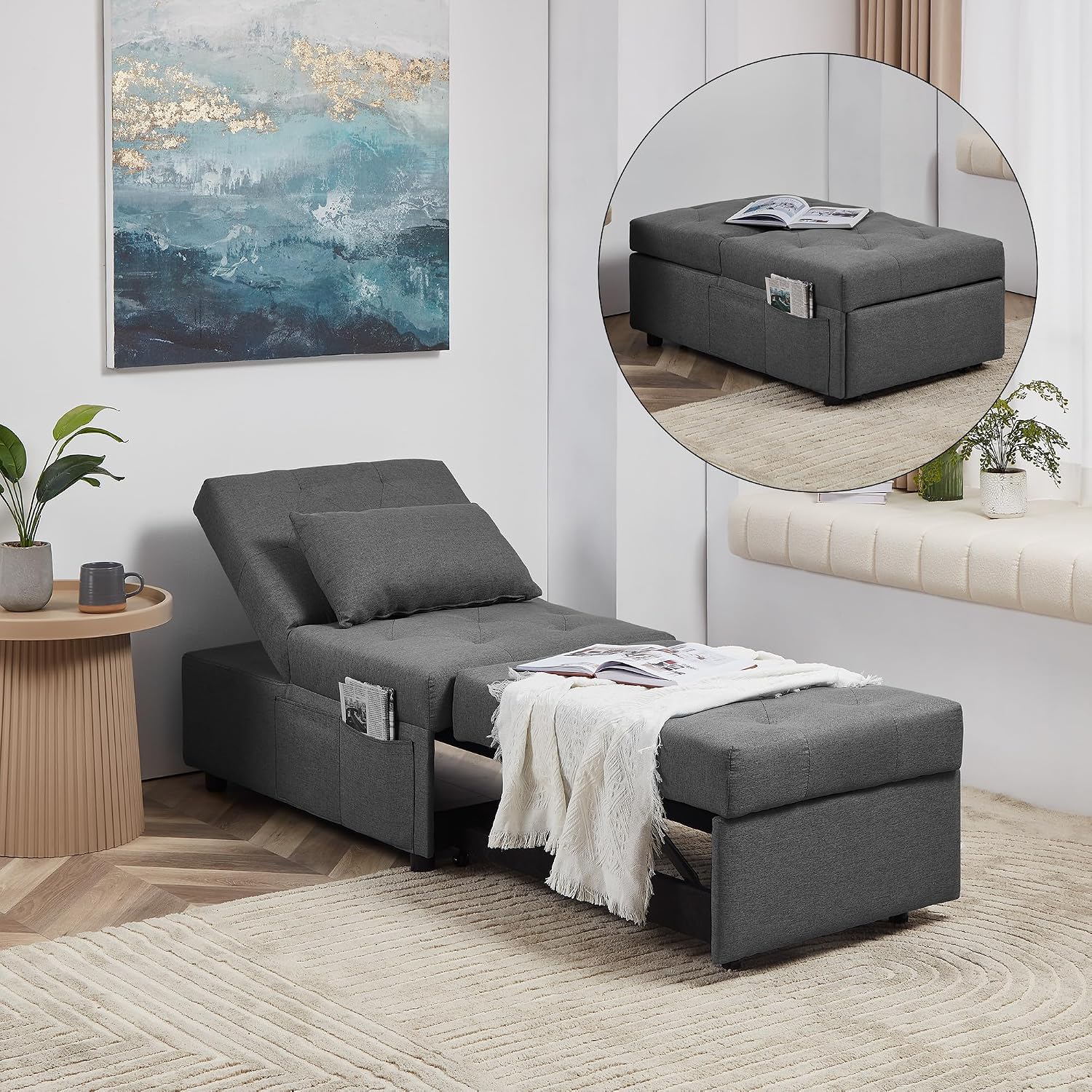 Amazon.com: Cozy Castle Chair Bed, Pull Out Sleeper Chair, 3 in 1 ...