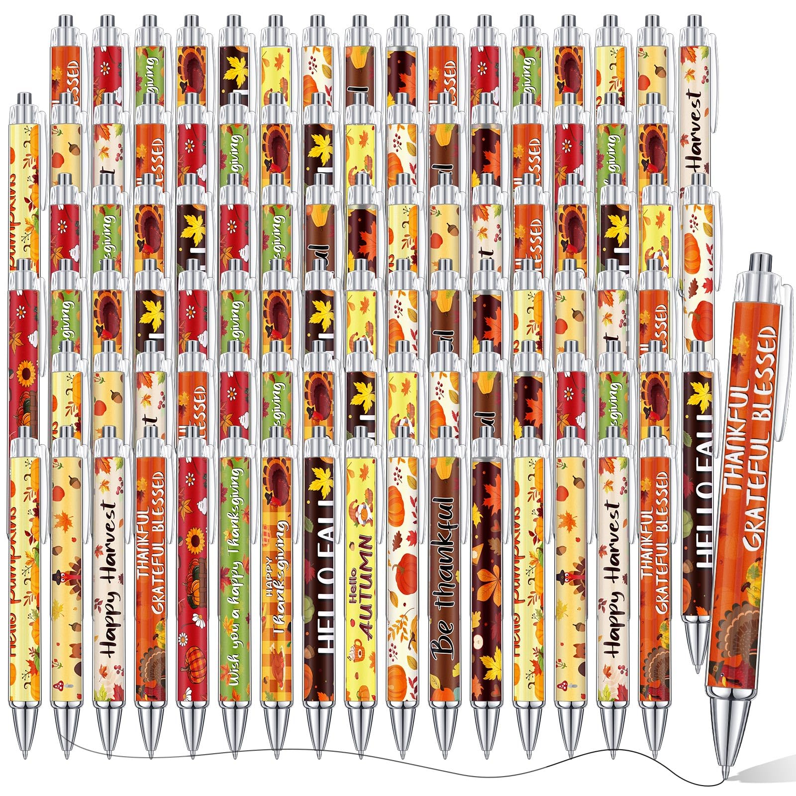 Snapklik.com : 96 Pcs Thanksgiving Day Pens Bulk Fall Pumpkin ...