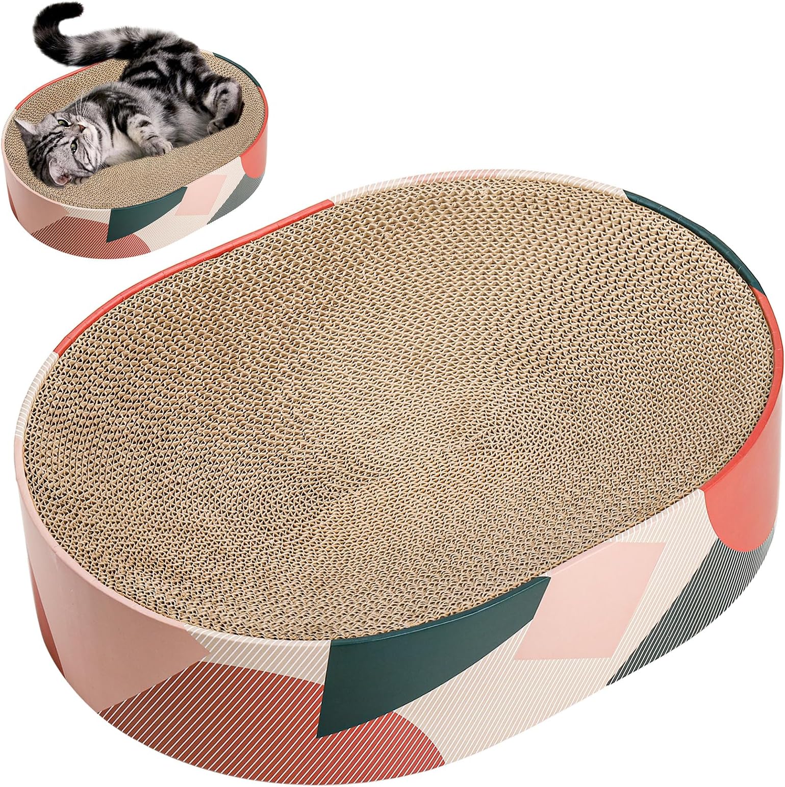 Amazon.com : YOUEON Large Oval Cat Scratching Board 17"x13", Corrugated ...