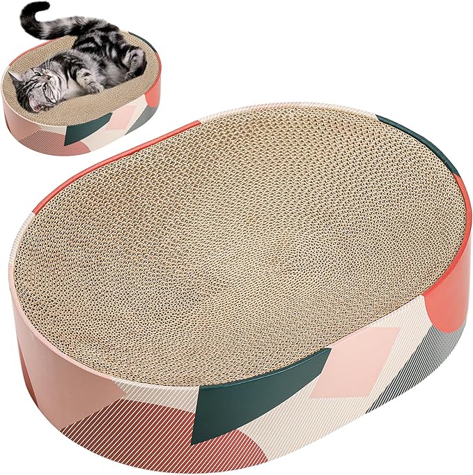 Amazon.com : YOUEON Large Oval Cat Scratching Board 17"x13", Corrugated ...