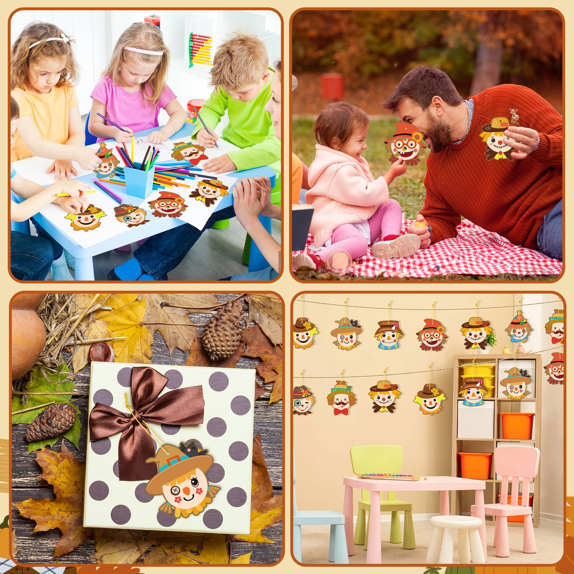 Fall Kids Crafts 24 Piece Fall Scarecrow Craft Kit - DIY Scarecrow ...