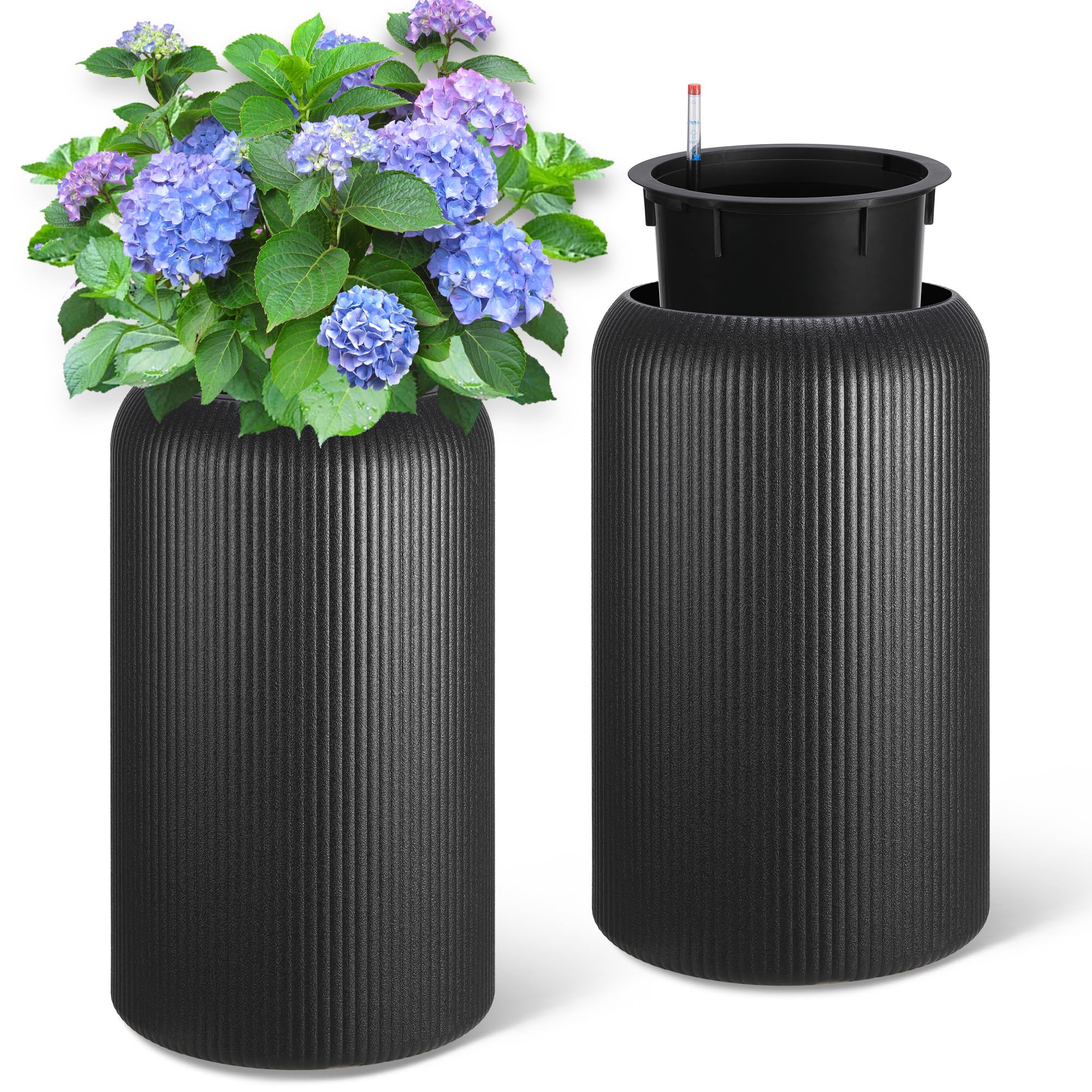 Amazon.com : STMHOM 29 Inch Tall Round Planters Set of 2 with a Water ...