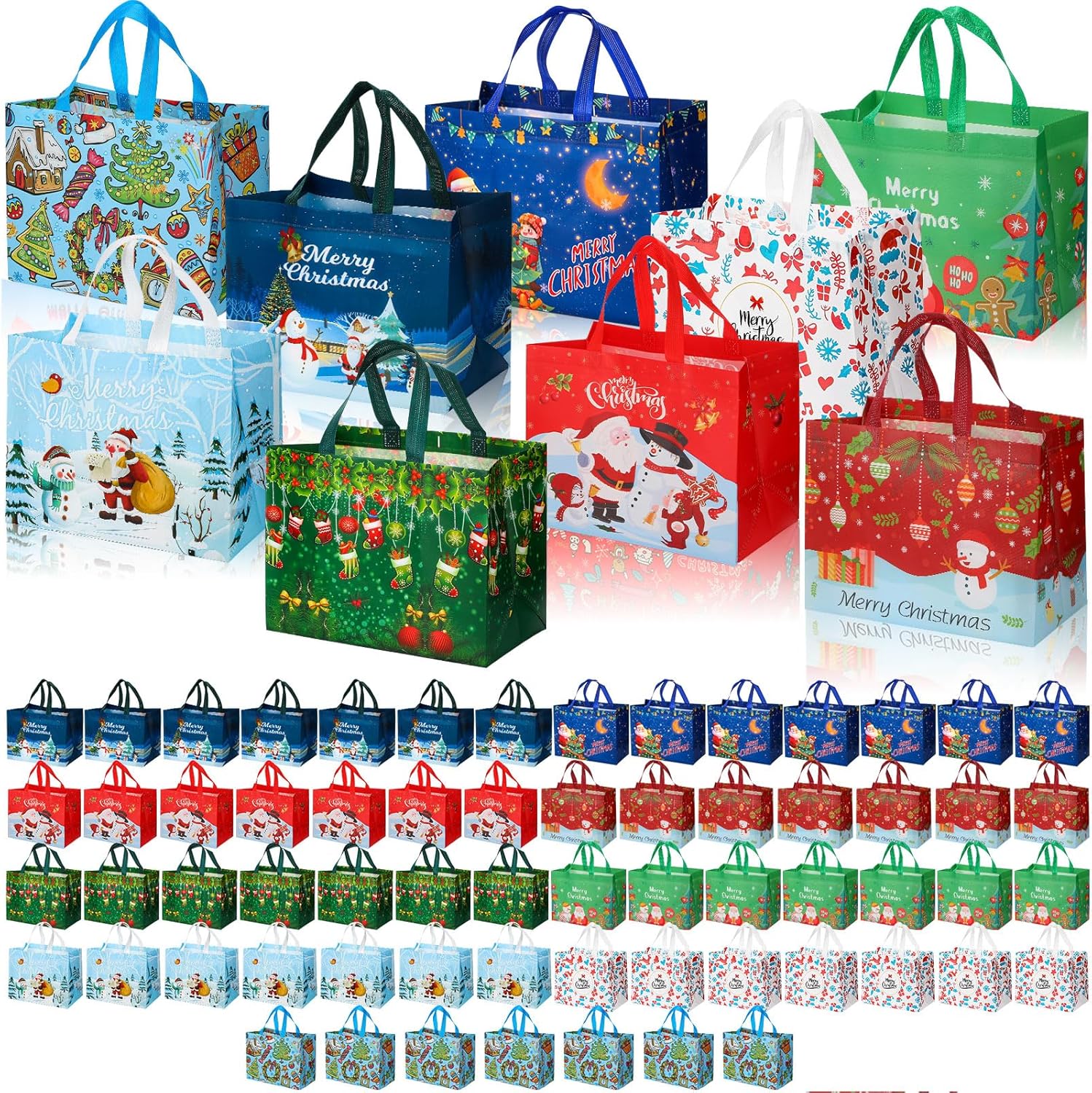 Amazon.com: Cindeer 72 Pack Christmas Gift Bags Bulk Reusable Christmas ...