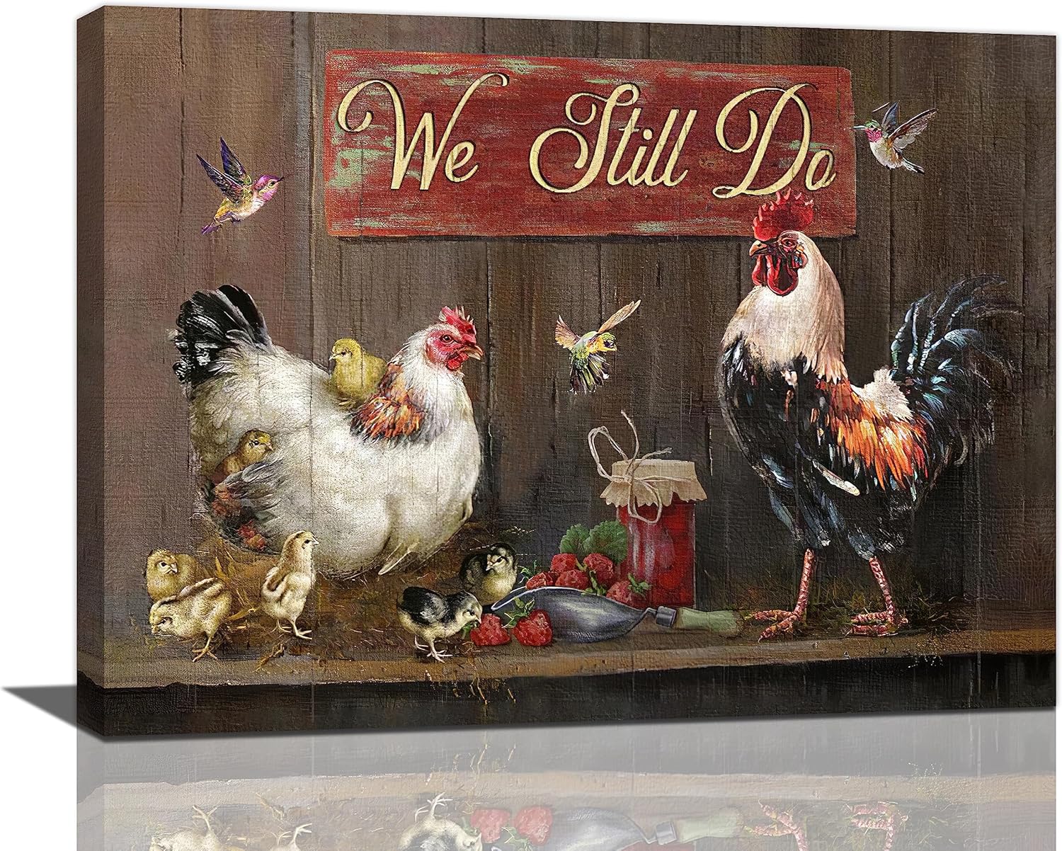 Amazon.com: Tijuboni Farmhouse Chicken Wall Decor Rooster Hen Canvas ...