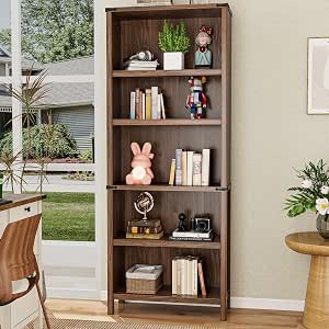 ENOUSHU 71" Tall Book Shelf, 5-Tier Floor Bookcase with Adjustable ...