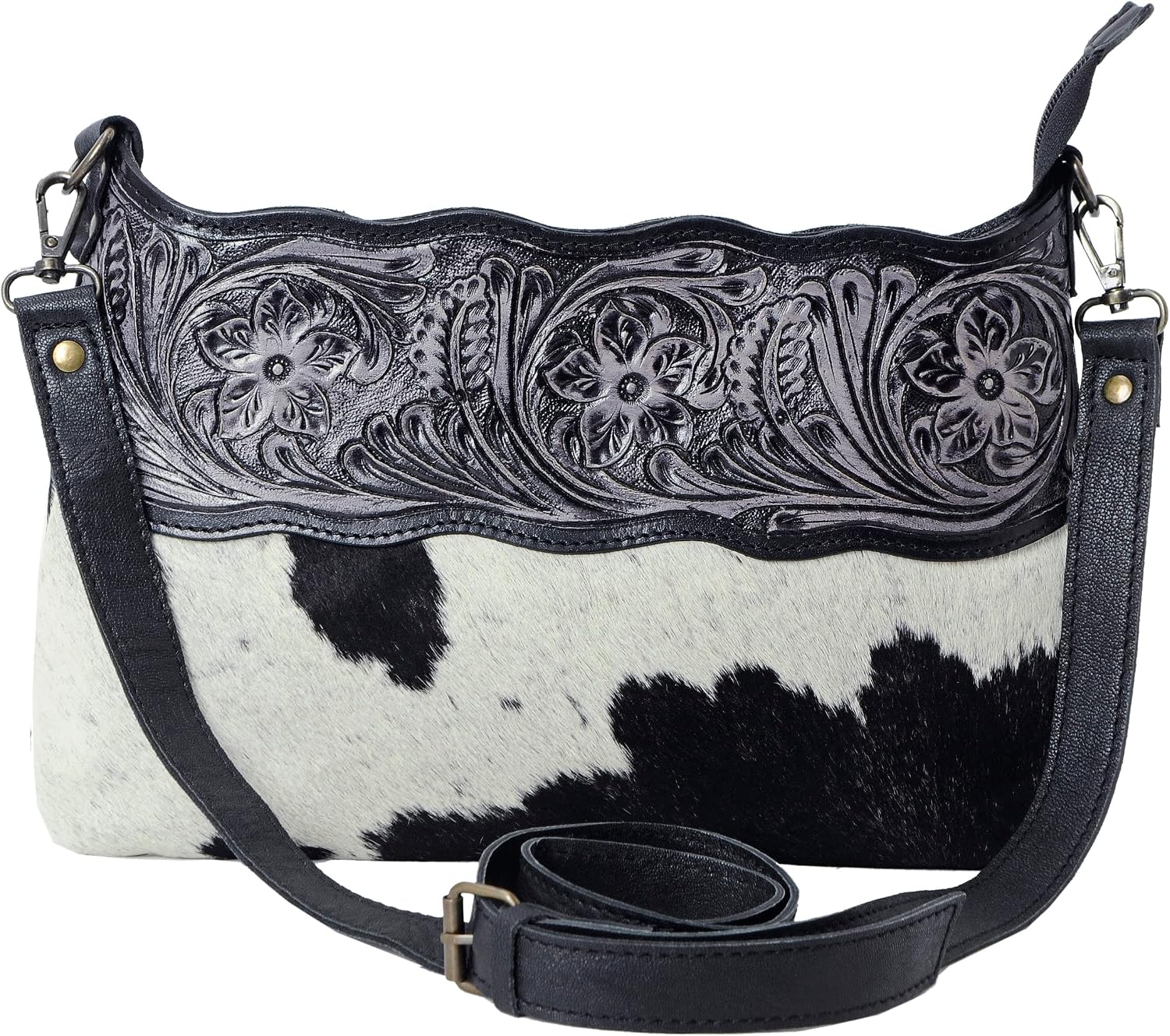 Merbaa Women Natural Cowhide Leather HandTooled Crossbody Bag With ...