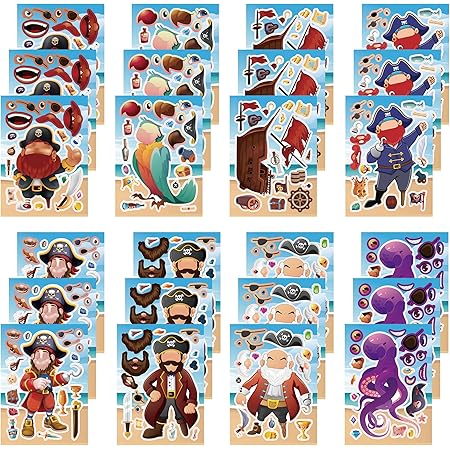 Amazon.com: Dorgua Pirate Themed Make-a-face Sticker, Make A Pirates ...
