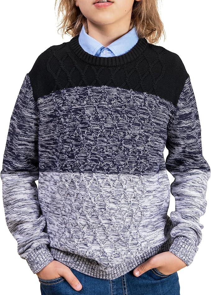 Amazon.com: BOBOYOYO Boys Sweaters 100% Cotton Cable Knit Stripe ...