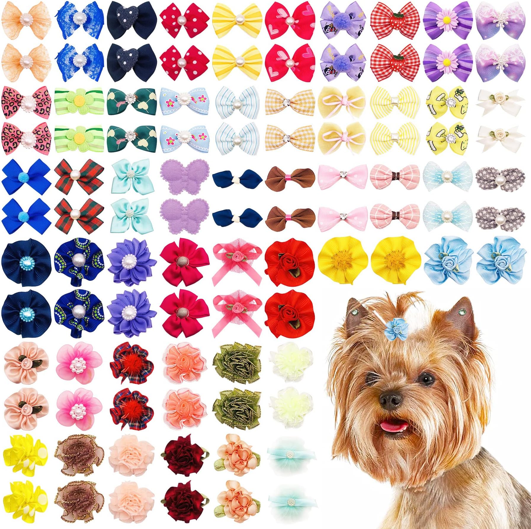 Amazon.com: JpGdn 100pcs/50pairs Dog Hair Bows Grooming Bulk with ...