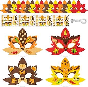 Amazon.com: Dvbonike 16Pcs Fall Maple Leaf Mask Craft Kits for Kids ...
