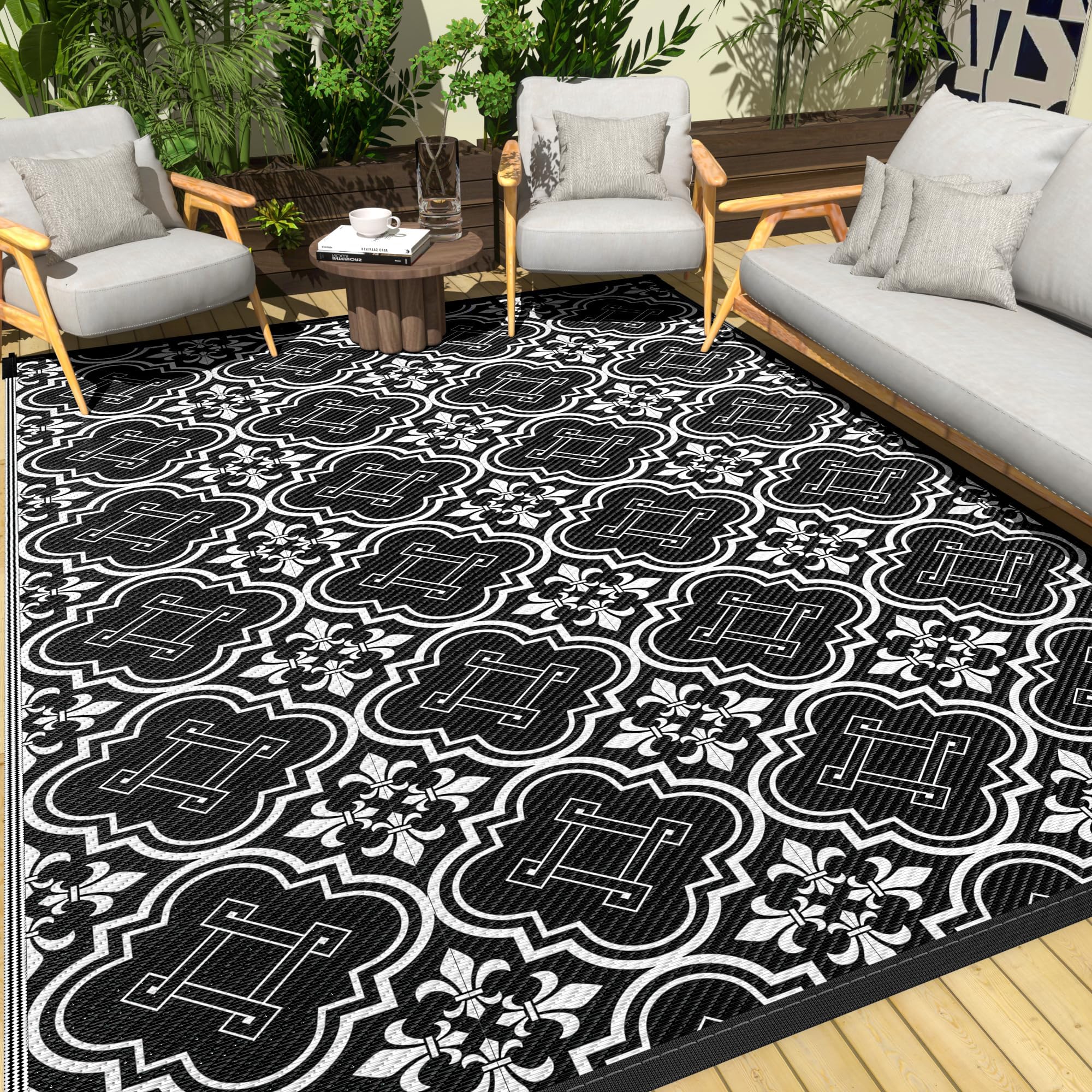 Amazon.com: ZORMY Outdoor Rugs 9'x12 Waterproof - Reversible Patio Rug ...