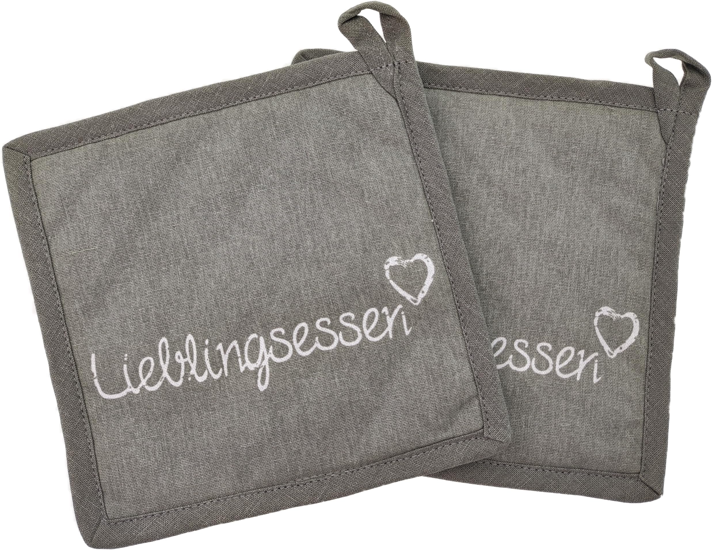 Amazon.de: MC-Trend 2er Set Topflappen Lieblingsessen mit Schriftzug 20 ...