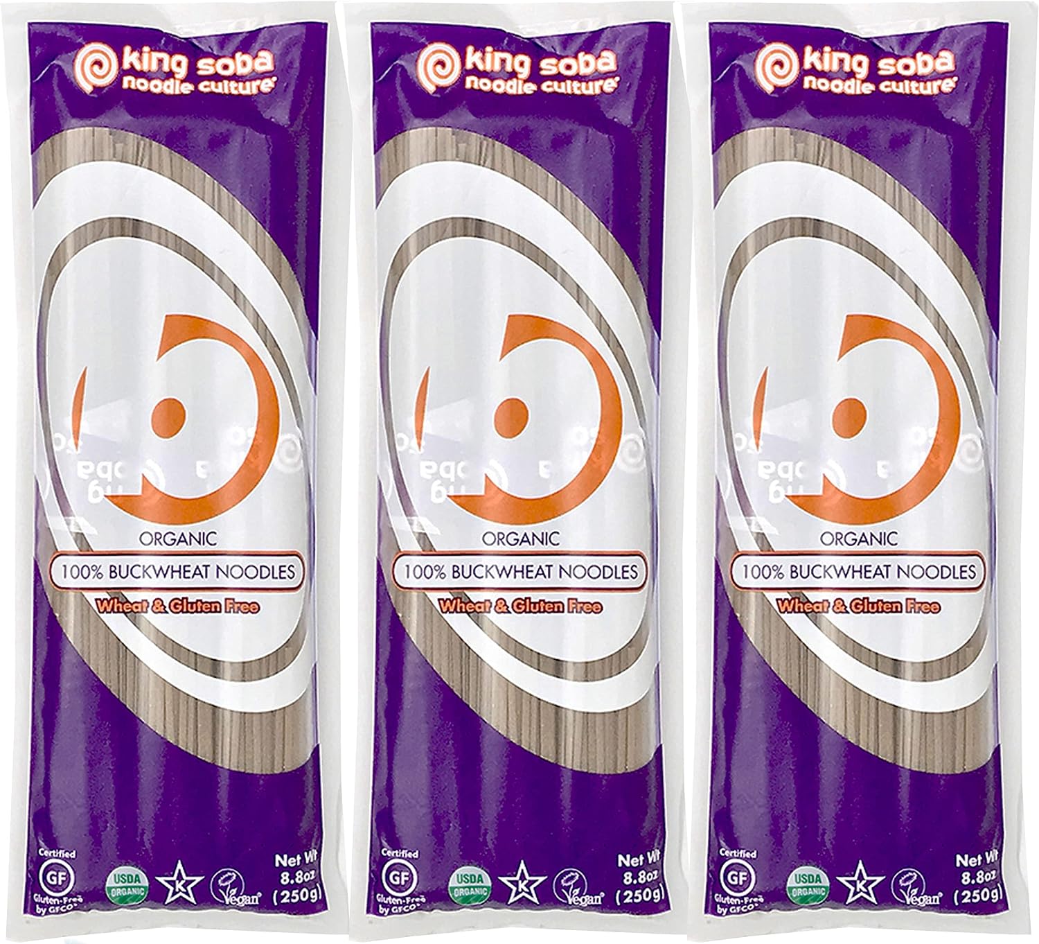 King Soba 3-Pack Gluten Free & Organic 100% Buckwheat Noodles 250g - 3 ...