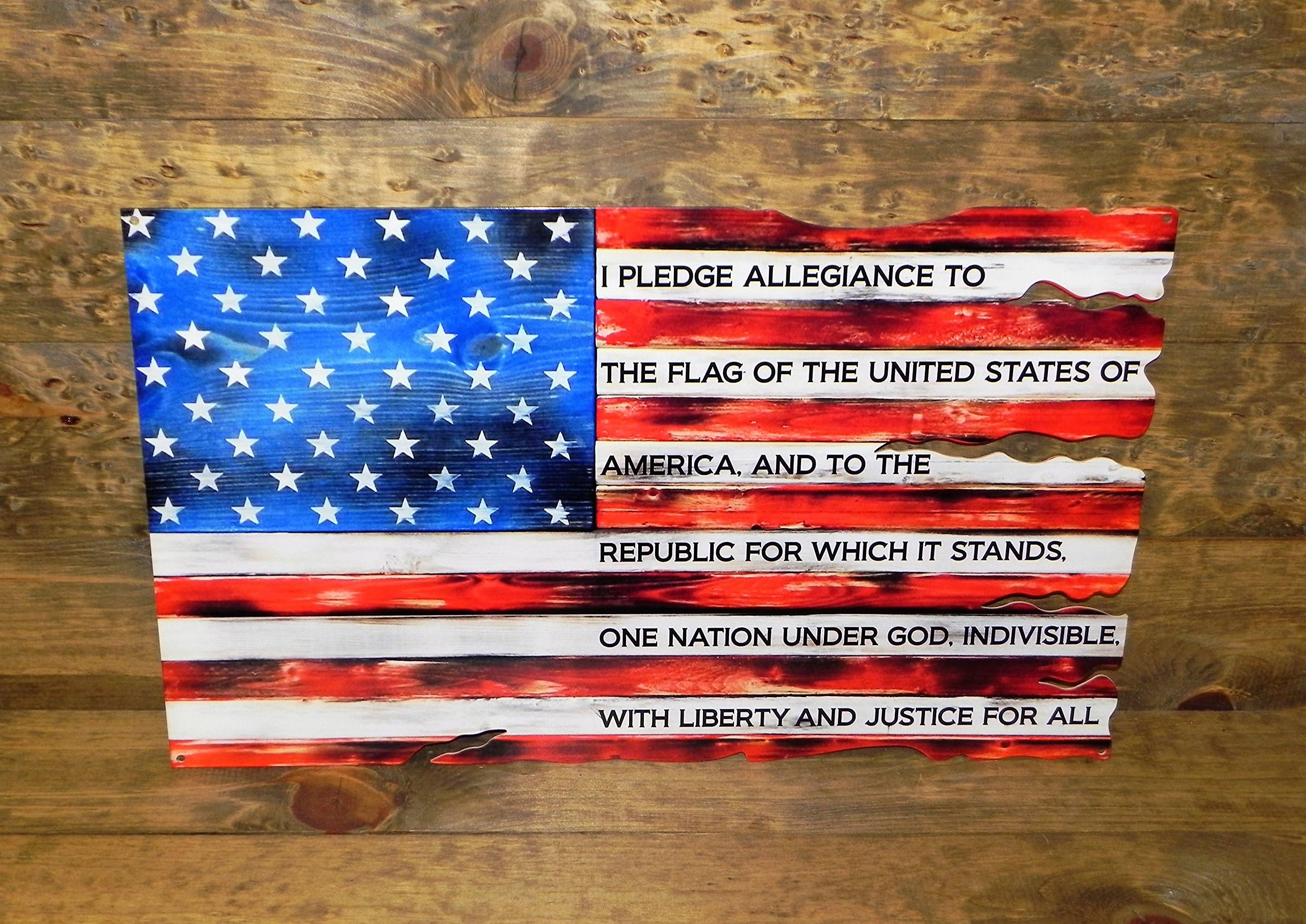 Amazon.com: Patriotic Metal American Flag Wall Hanging Decoration ...
