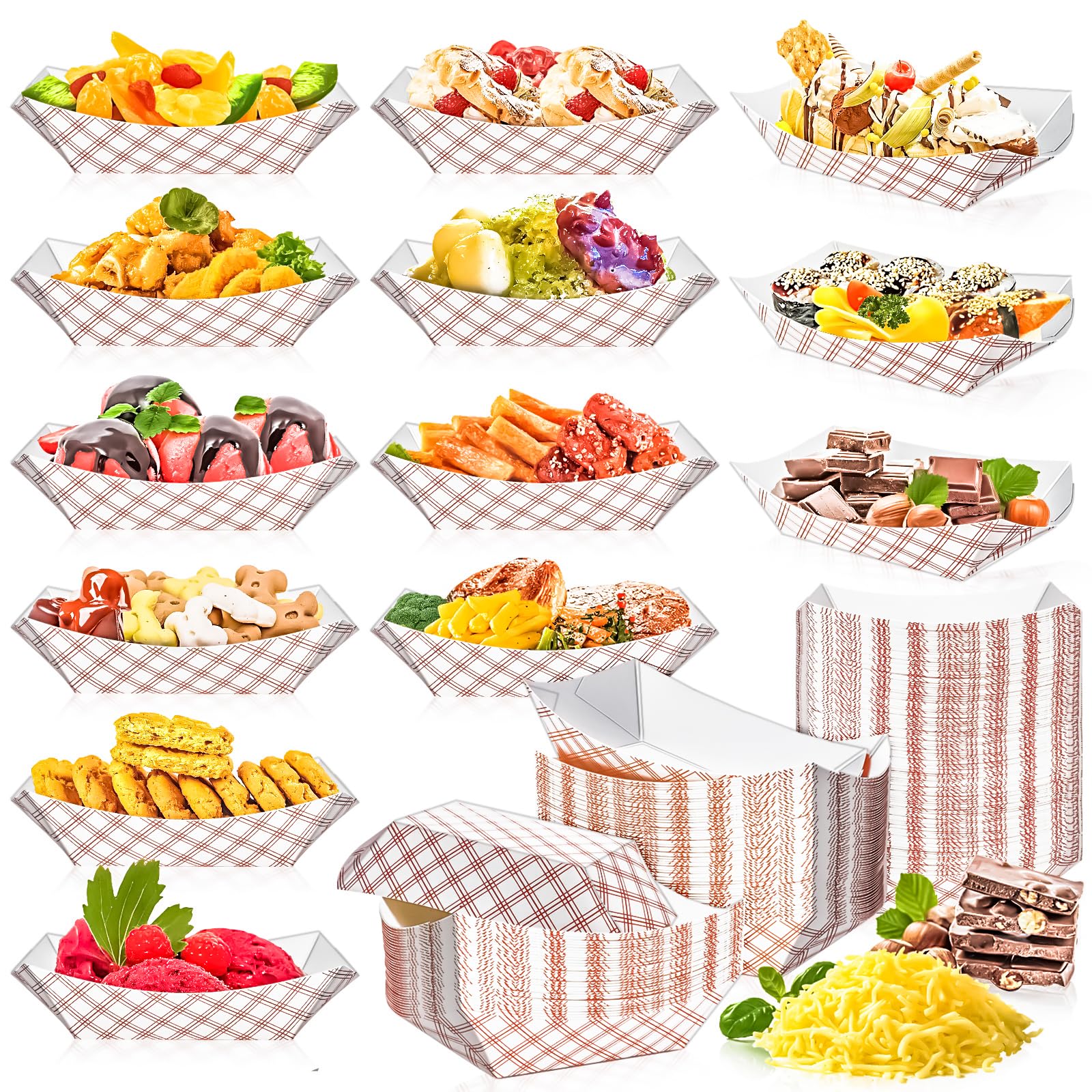 Snapklik.com : MotBach 160 Pack Checkered 2Lb Paper Food Boat Trays ...