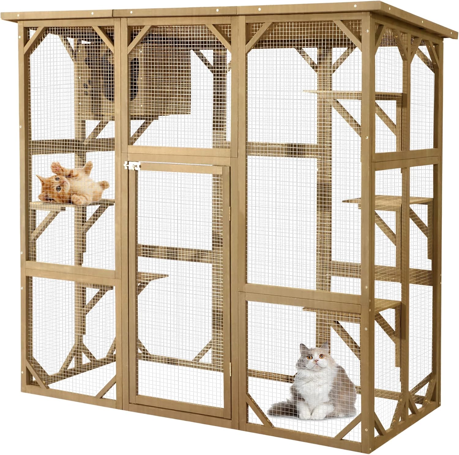 Amazon.com : MAGIC UNION Large Fir Wooden Catio Outdoor Cat House, Cat ...