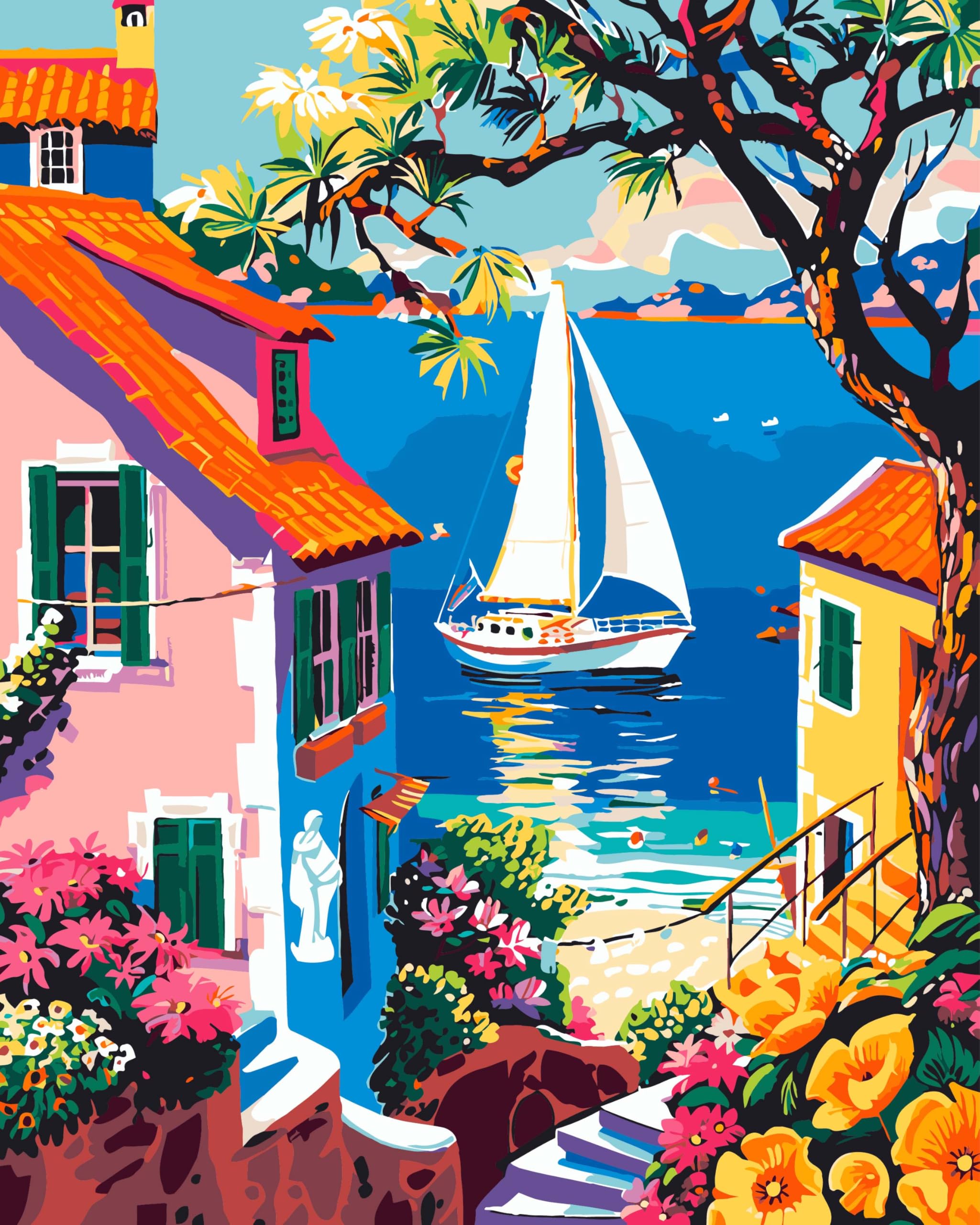 Amazon.com: ZTOTZ Paint by Number for Adults Landscape, Village Scenery ...