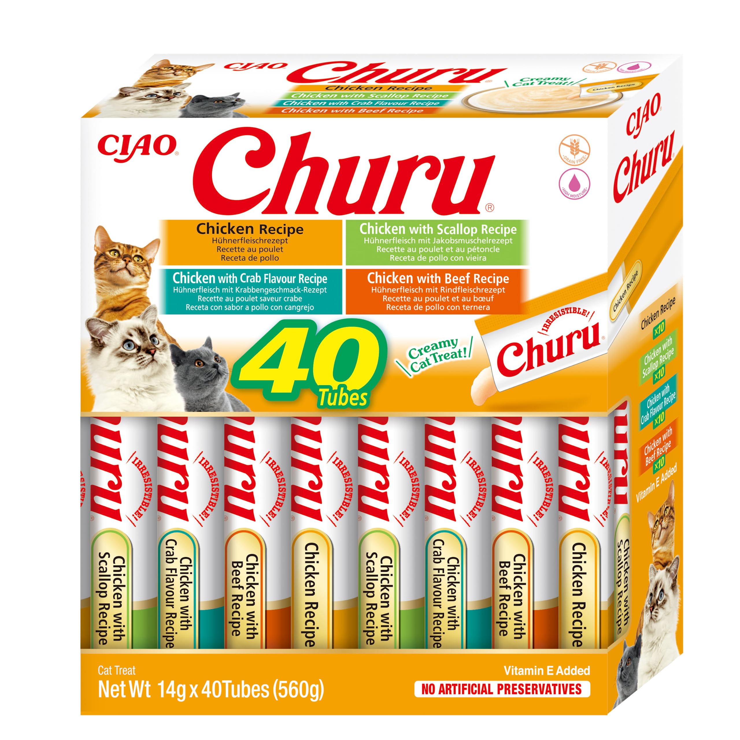 Churu by INABA Cat Treat - Chicken Variety Box - 1 Pack (40 x 14g total ...