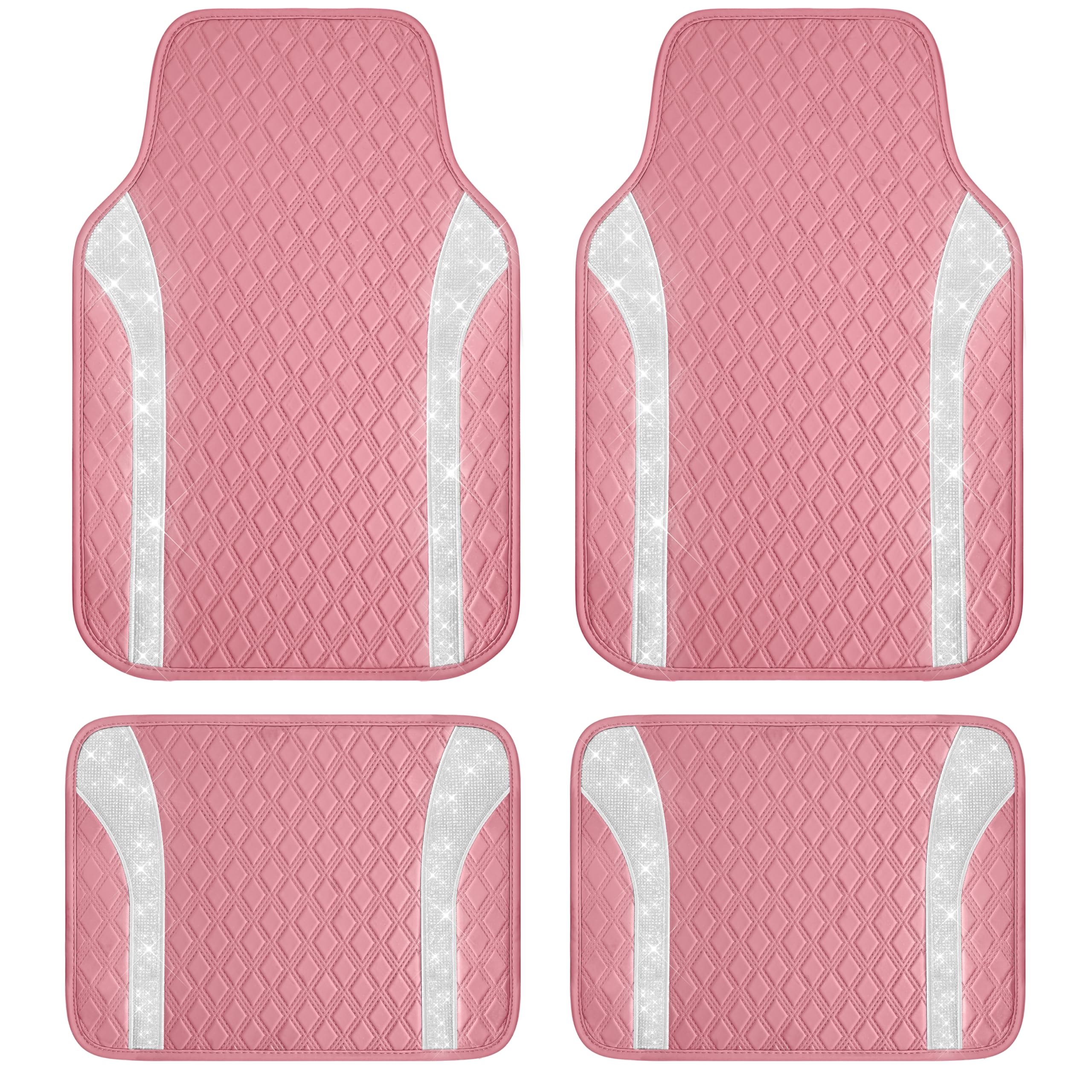 Amazon.com: PIC AUTO Bling Leather Floor Mats - Sparkly Glitter Pink ...