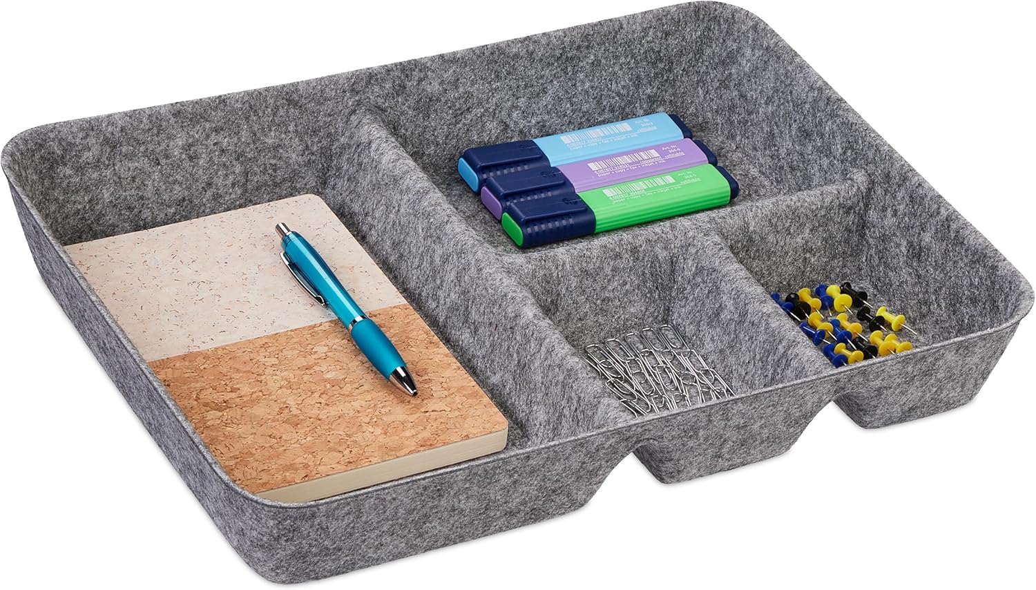 Relaxdays Felt Drawer Organiser, Desk Organiser System, H x W x D: 6.5 ...