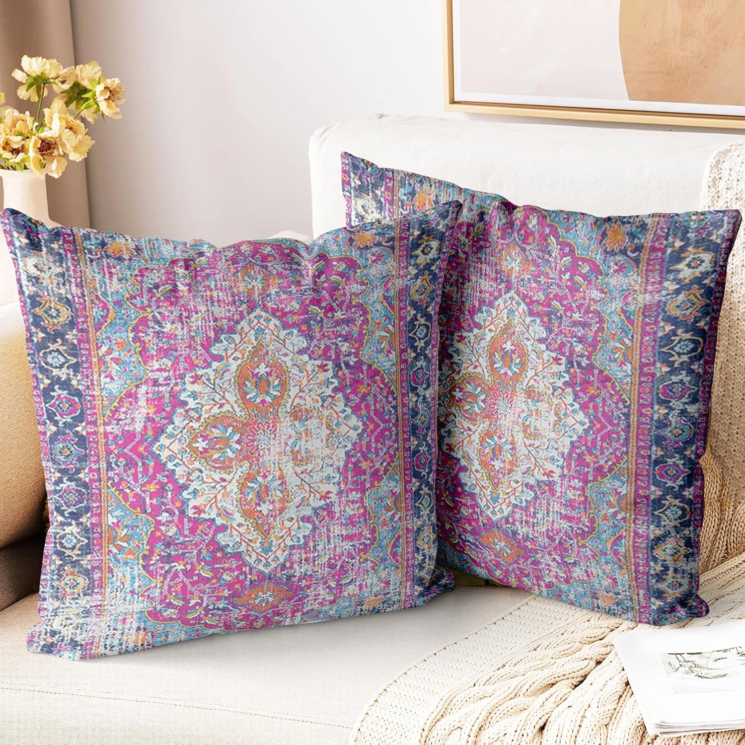 Amazon.com: ZSYTZL Boho Throw Pillow Covers 18x18 inch Set of 2,Soft ...