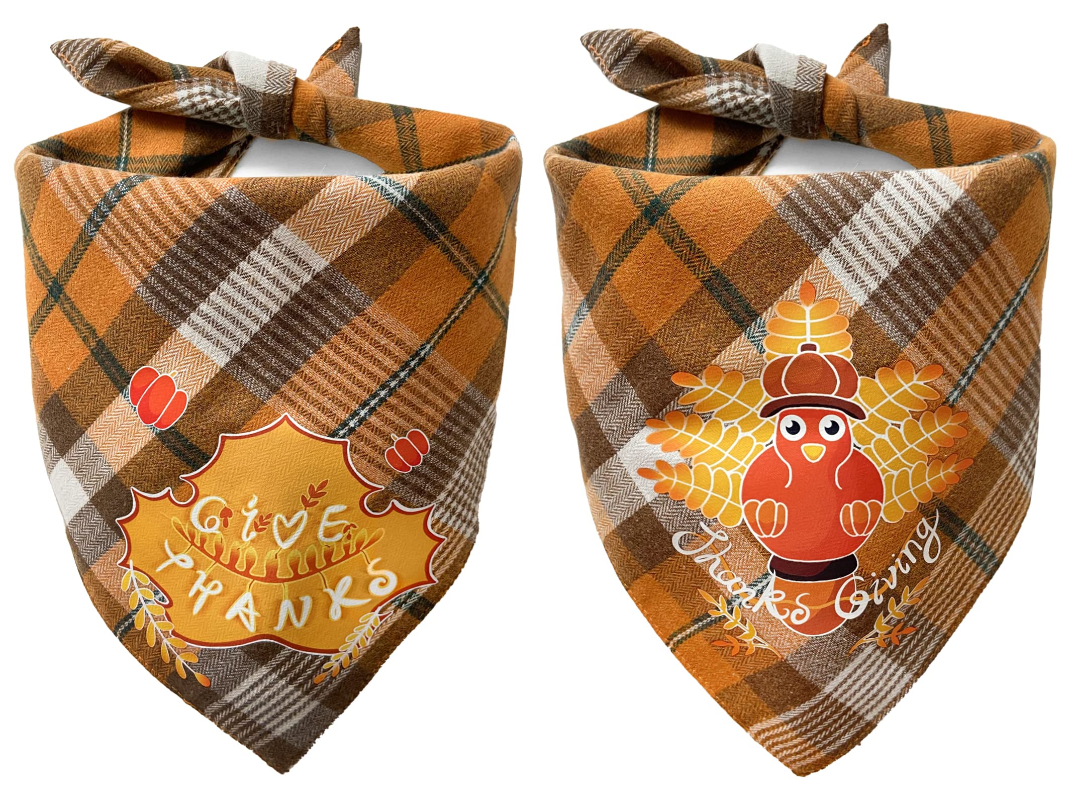 Snapklik.com : Chngeary Thanksgiving Dog Bandana (2 Pack), Plaid Style ...