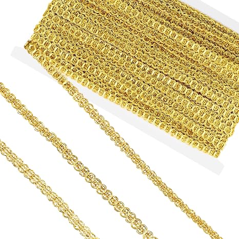 Amazon.com: 20 Yard/18m Gold Gimp Trim, 0.31in/8mm Wide Gold Braid Trim ...