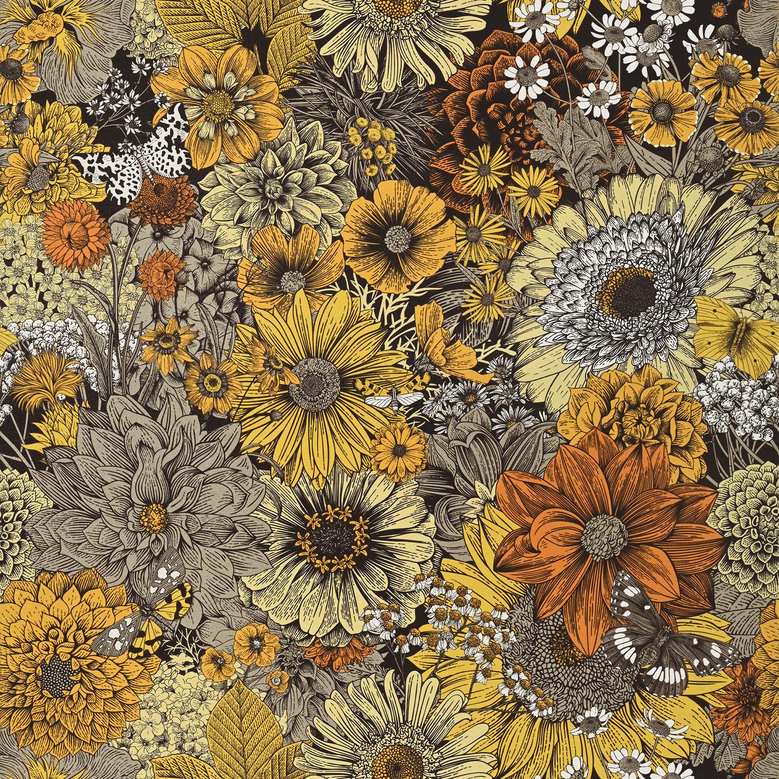 Snapklik.com : Daisy Peel And Stick Wallpaper 177” X 394” Boho Floral ...